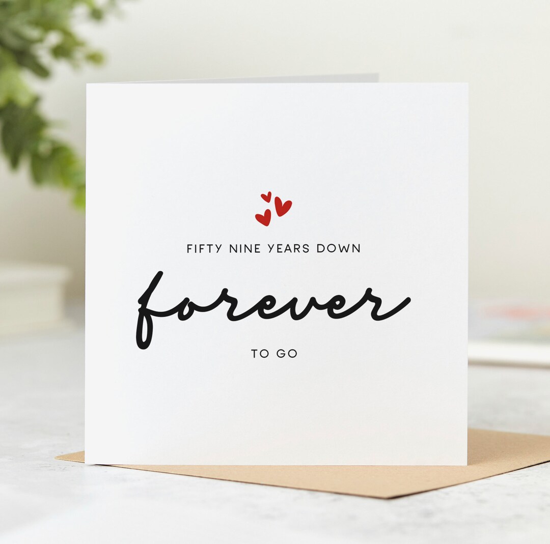 59 Year Anniversary Card Fifty Nine Years Down Forever to Go ...