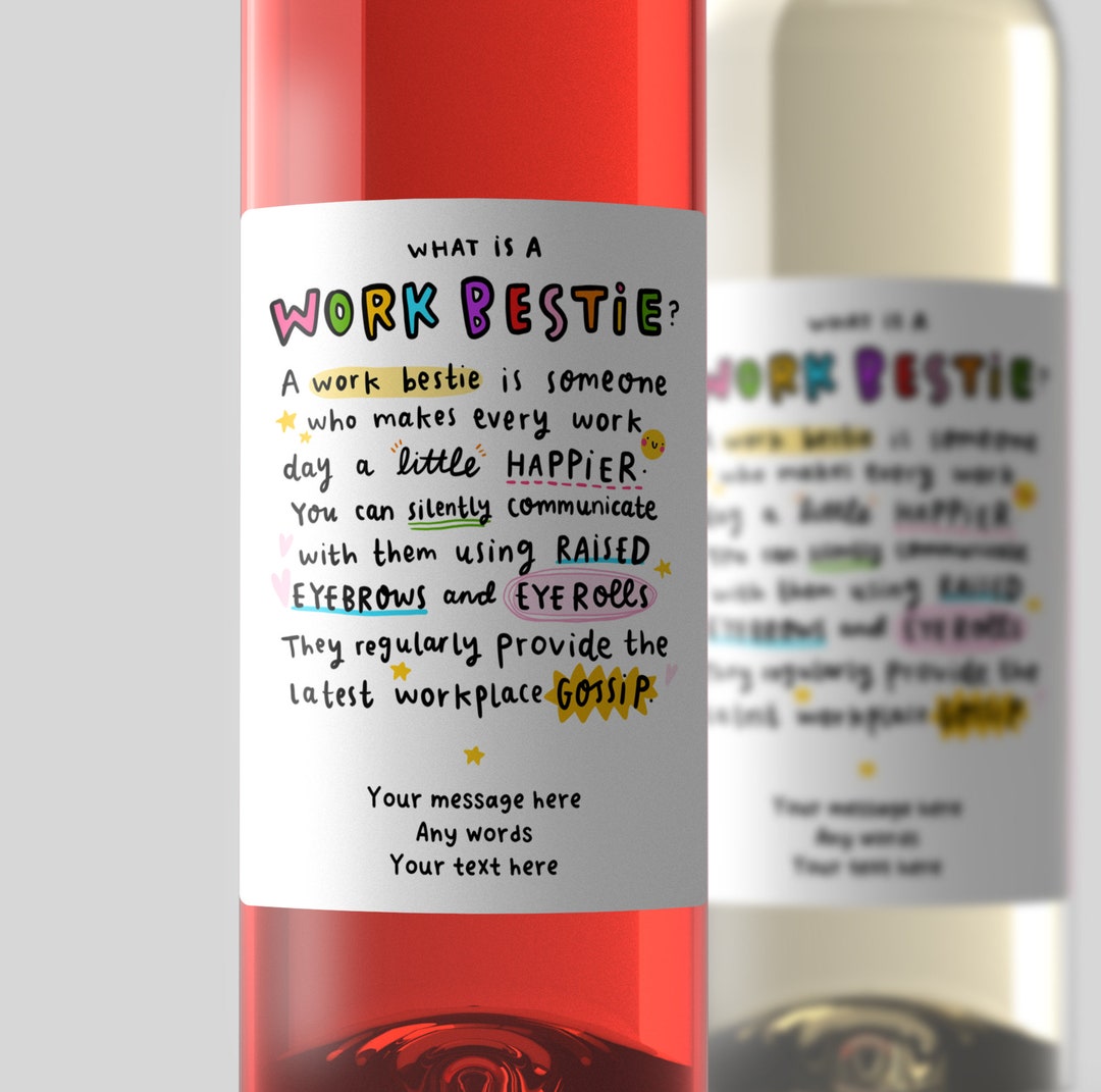 Work Bestie Personalised Wine Label - Funny Gift, Best Friend ...