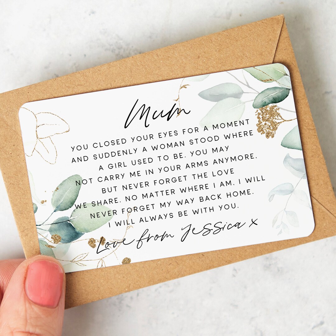 Personalised Wallet Card Poem for Mum, Wedding Gift, Birthday Gift ...