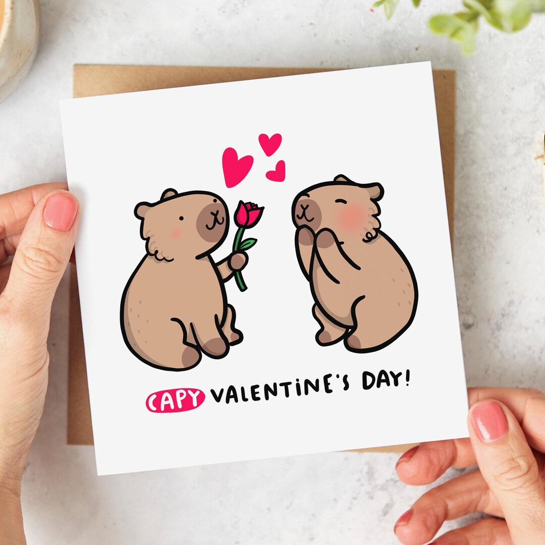 Capy Valentine's Day Card, Cute Capybara Card, Personalised Card - Etsy
