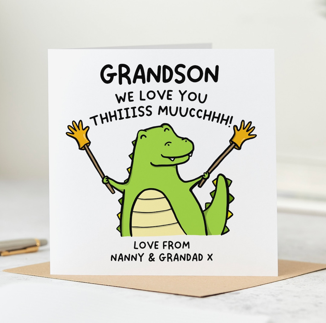 Personalised Grandson Birthday Card - I Love You This Much, We Love You ...