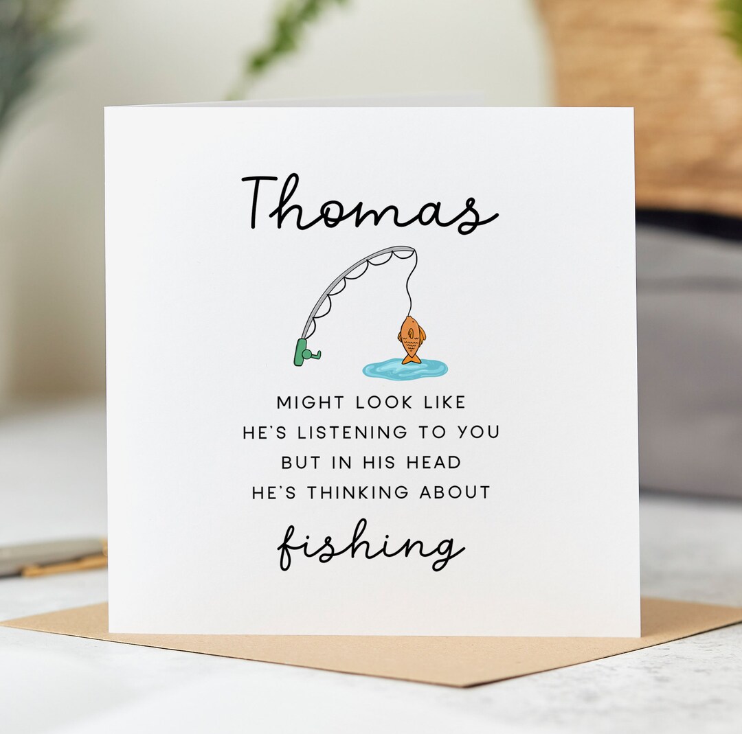 Thinking About Fishing Card, Personalised Card, Funny Birthday Card ...