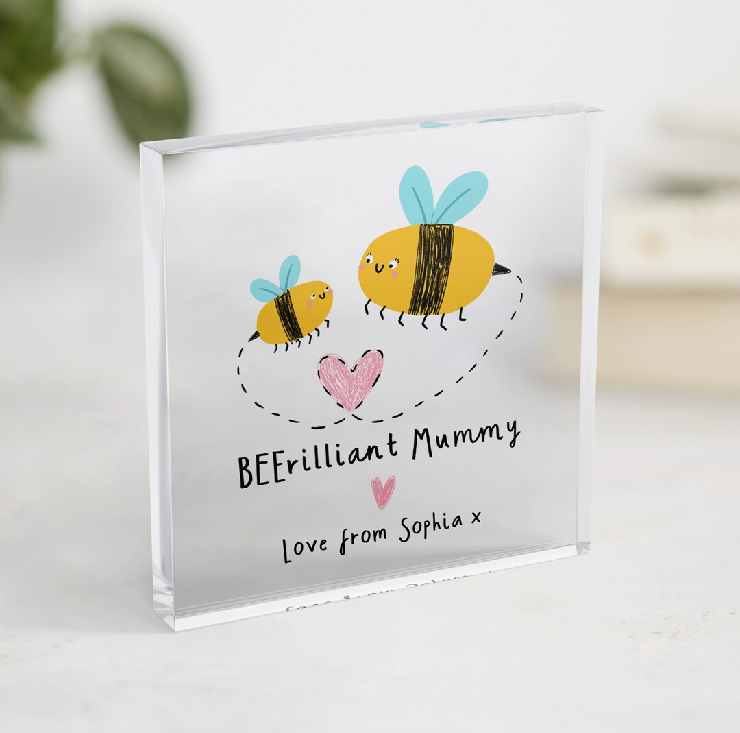 Bee-rilliant Mummy Personalised Gift - Acrylic Block - Glass Block - Crystal Token ...