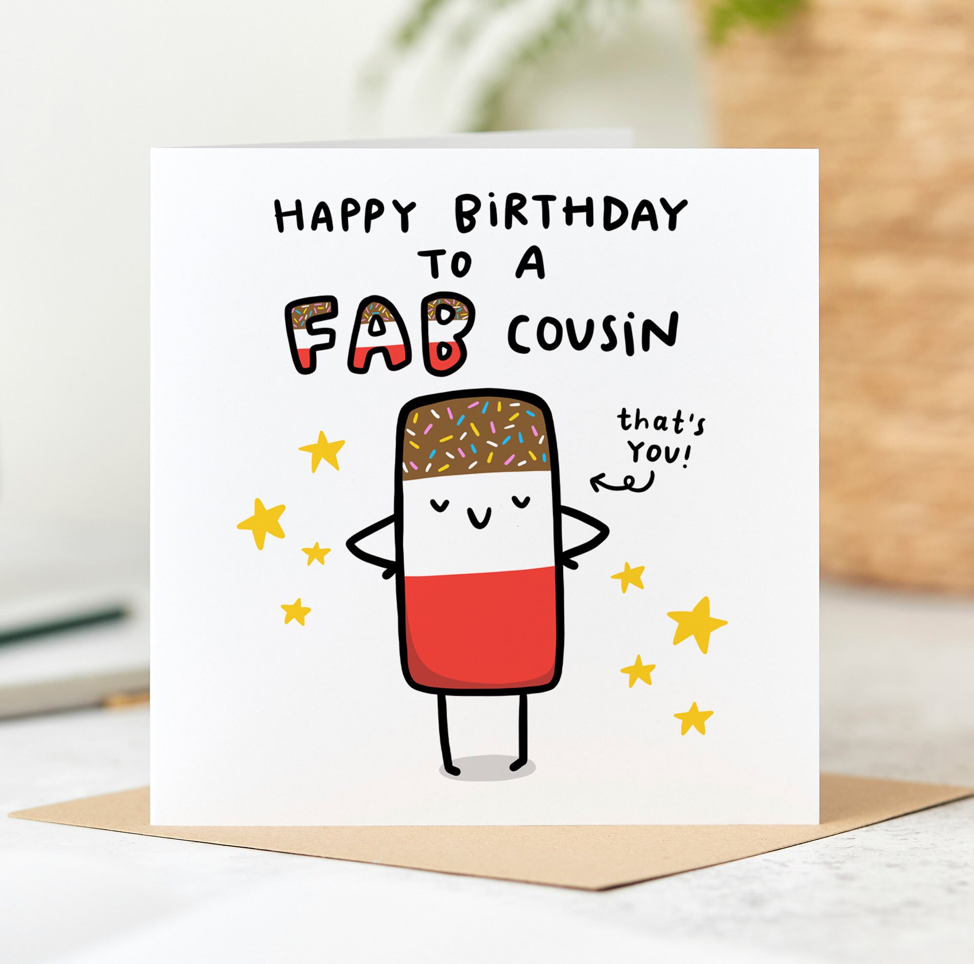 To A Fab Cousin Birthday Card Funny Cousin Birthday Card - Etsy UK