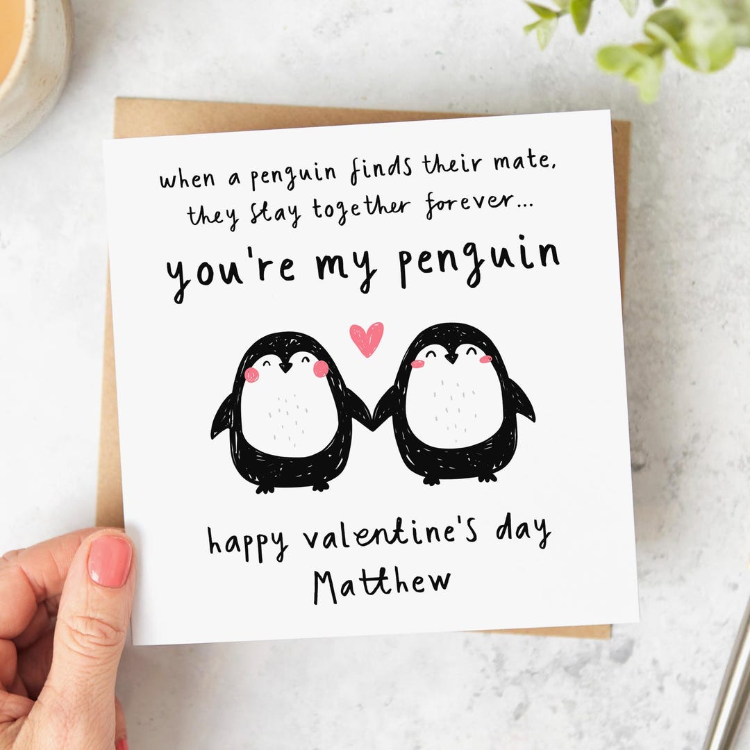 You're My Penguin, Personalised Valentine's Day Card, Cute Penguin Card ...