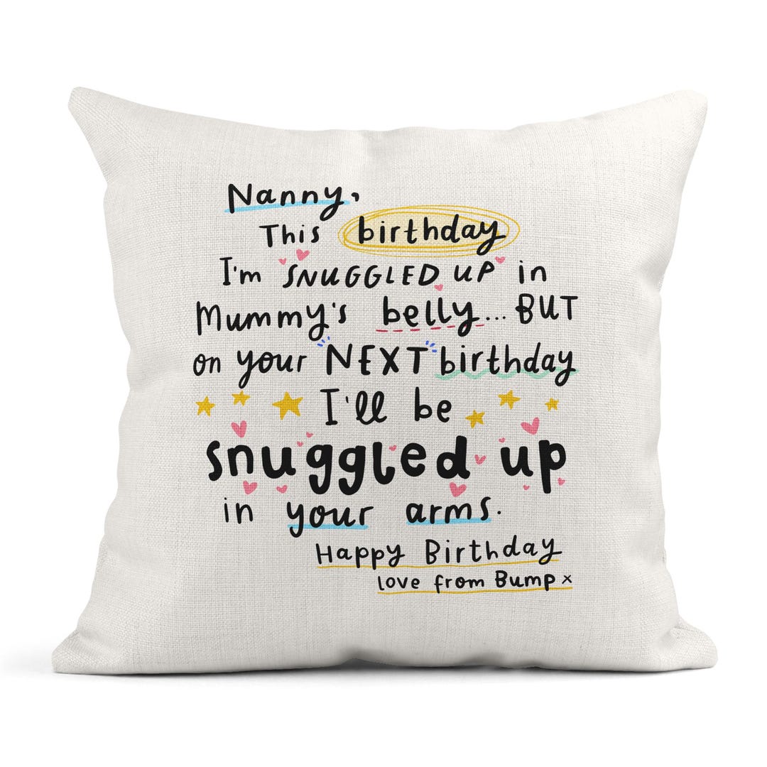 Nanny Love From the Bump Birthday Cushion, Nanny to Be Birthday Gift ...