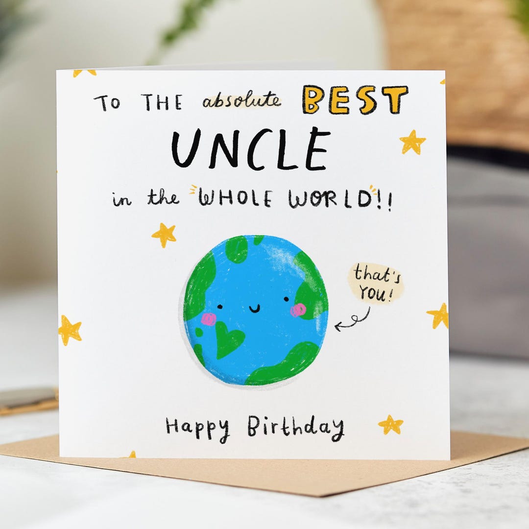 Best Uncle in the World Birthday Card, Absolute Best Uncle, Cute ...