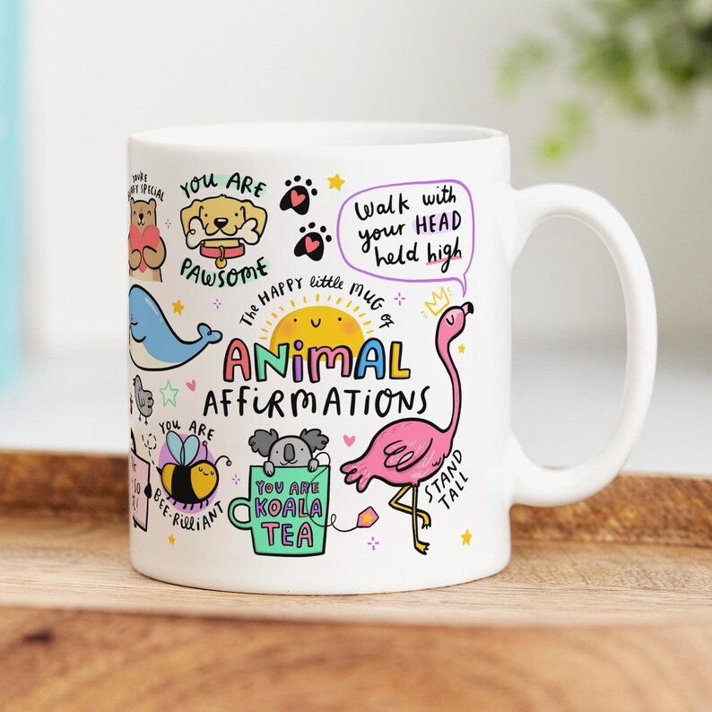 Animal Affirmations Mug - Funny Friendship Gift, Positivity, Thank You ...