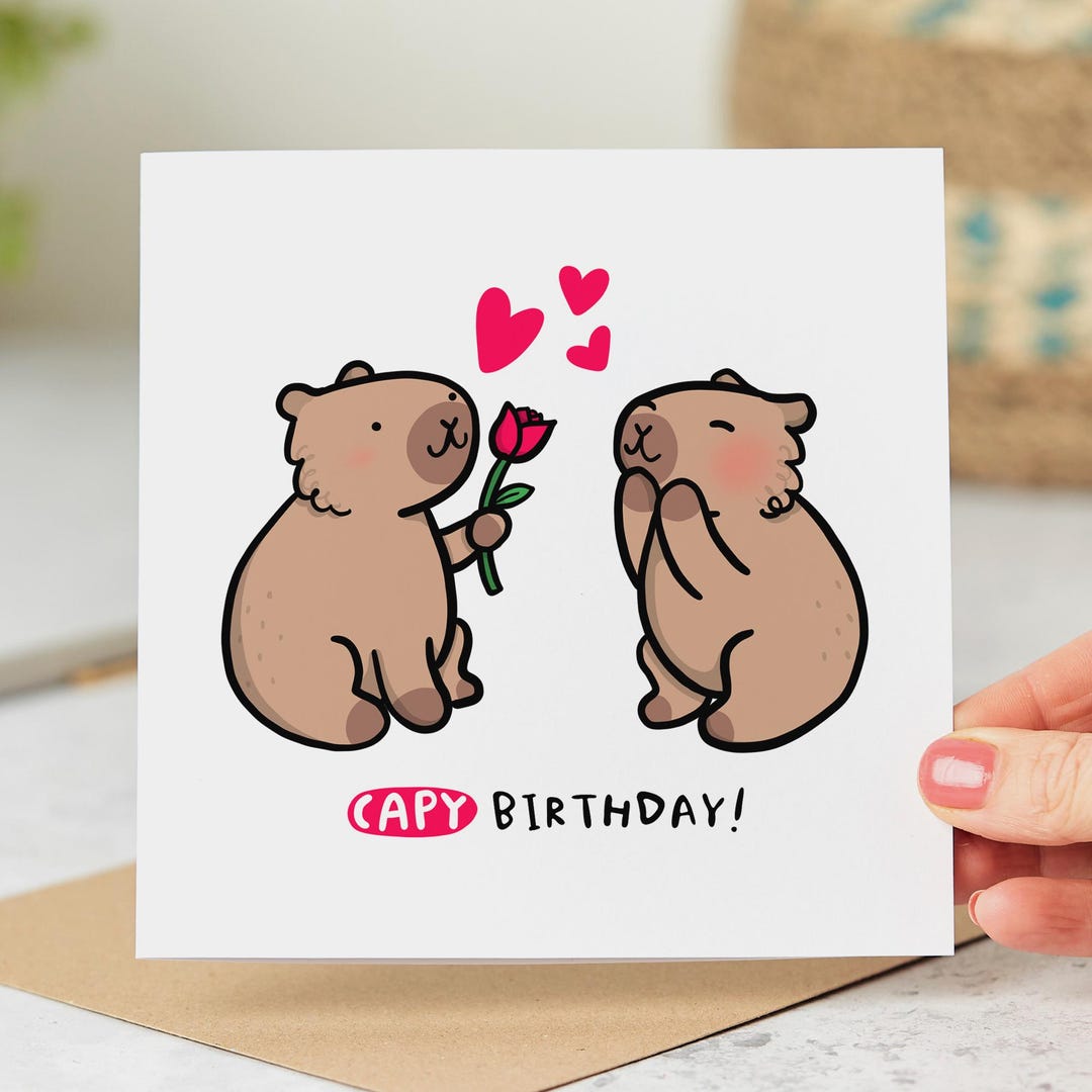 Capy Birthday Card, Cute Capybara Card, Personalised Card - Etsy