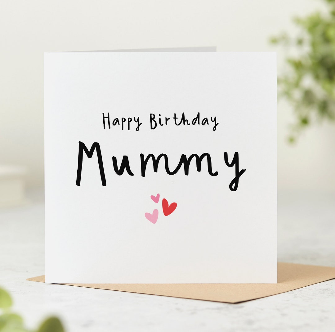 Happy Birthday Mummy - Mummy Birthday Card - Hearts - Personalised Card ...