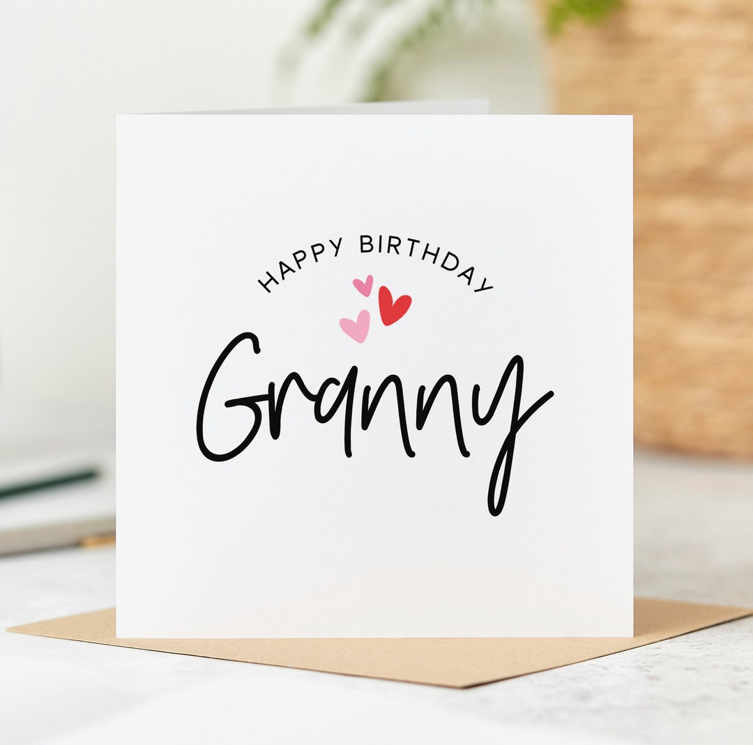 Happy Birthday Granny - Granny Birthday Card - Hearts - Personalised ...