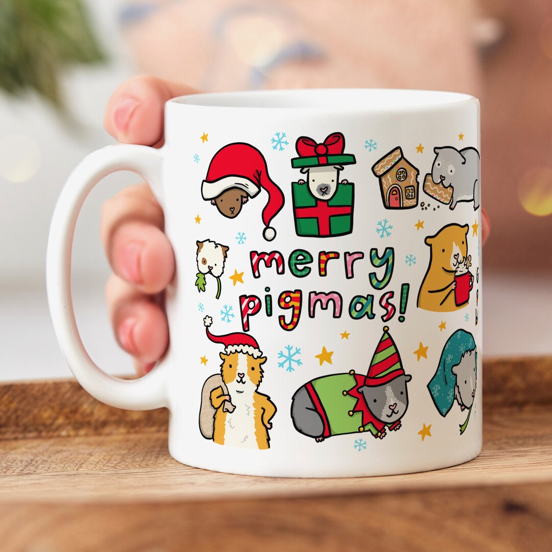 Merry Pigmas Mug, Funny Christmas Gift, Guinea Pigs in Blankets, Guinea ...