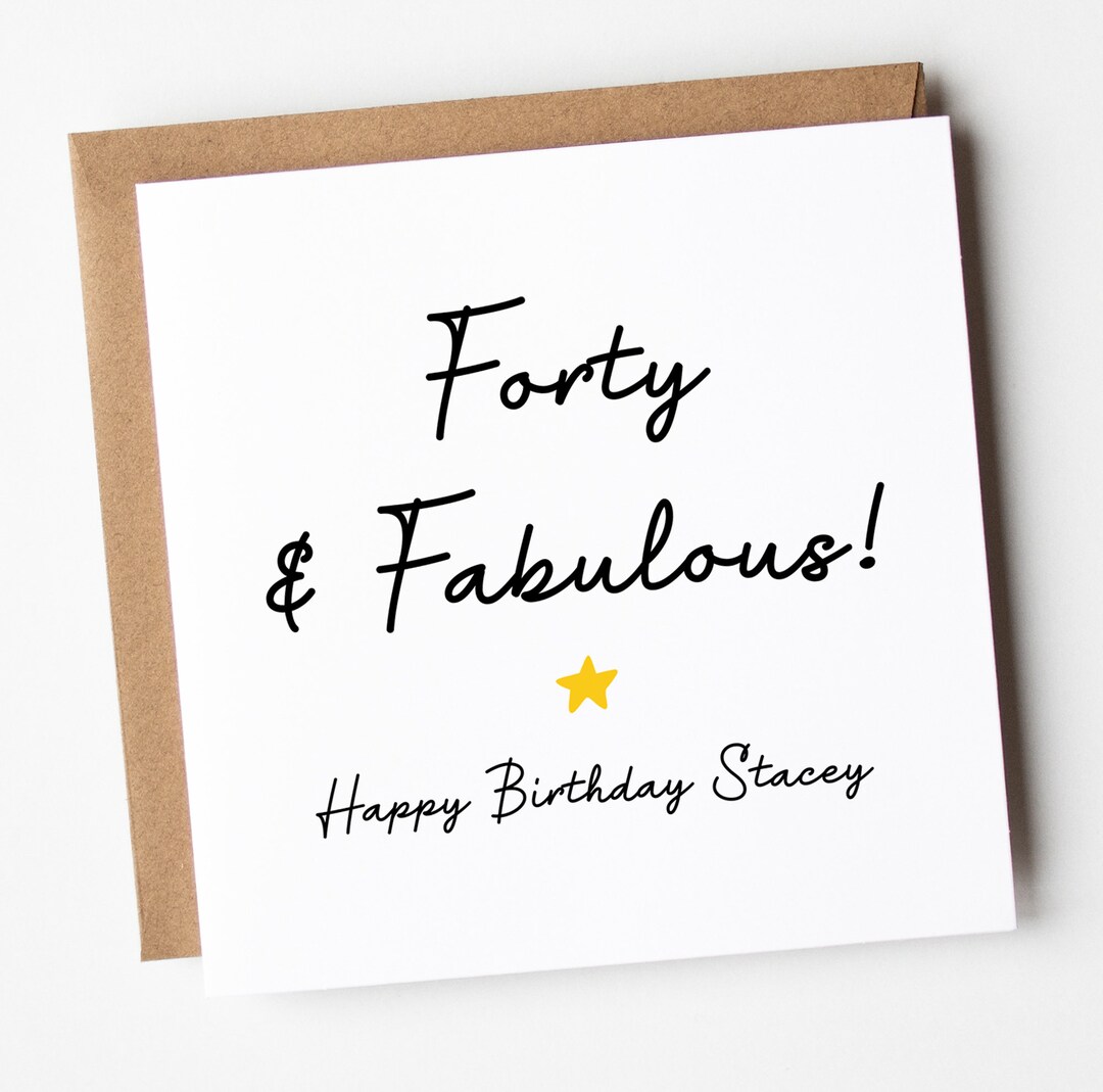 Personalised 40th Birthday Card, Forty and Fabulous Birthday Card Funny ...