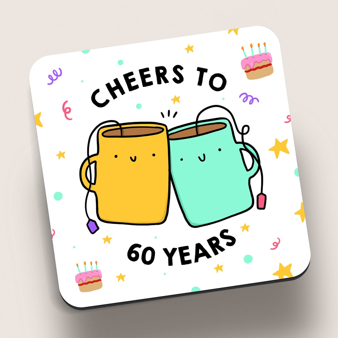 60th Birthday Coaster Cheers to 60 Years, 60th Birthday Gift, Keepsake ...