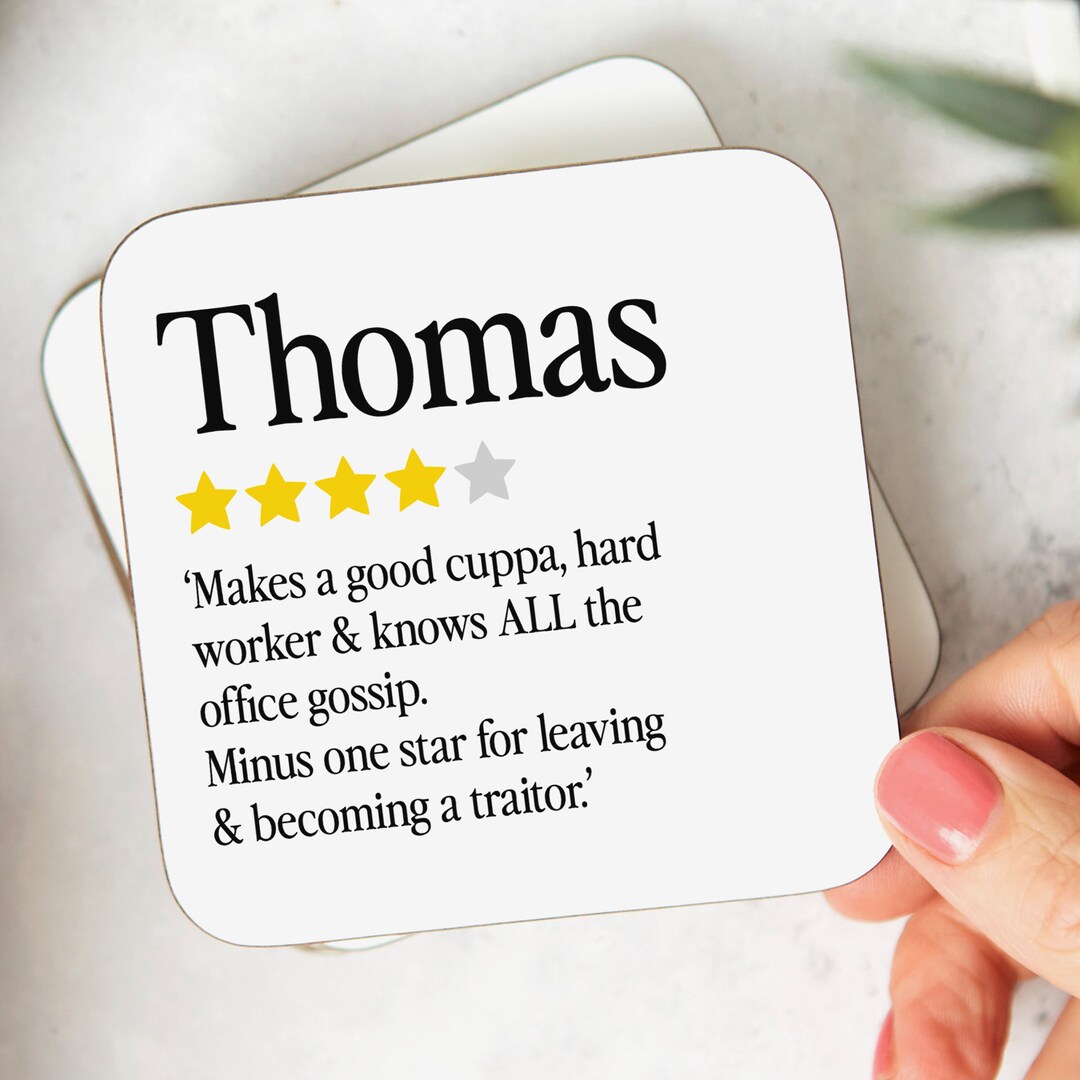 Funny New Job Coaster, Personalised Coaster - Funny Gift, Four Star ...