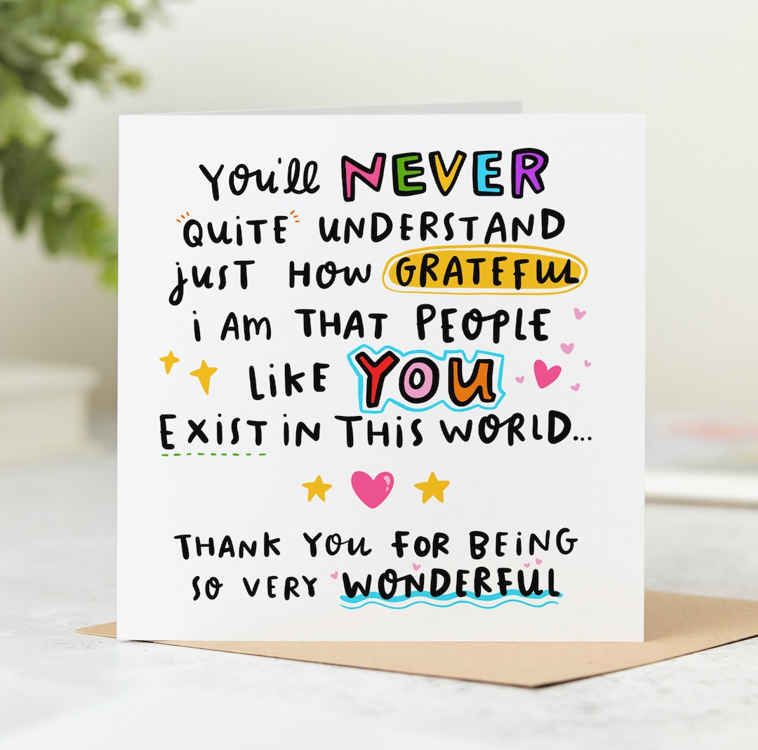 Thank You for Being so Very Wonderful Card - Thank You Card - Birthday ...
