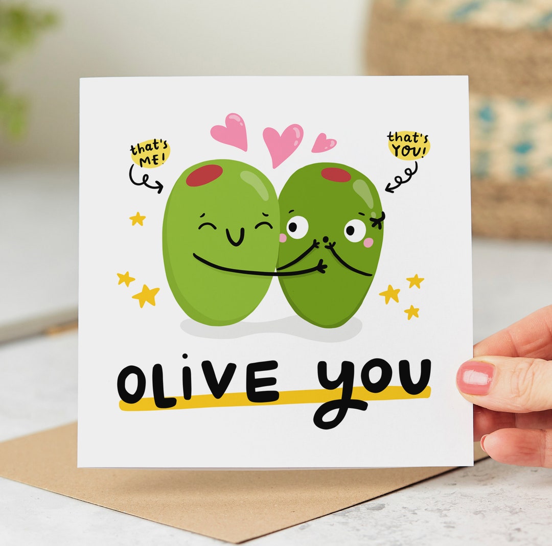 Olive You Card Funny Card, Love Card, Anniversary Card, Husband, Wife ...