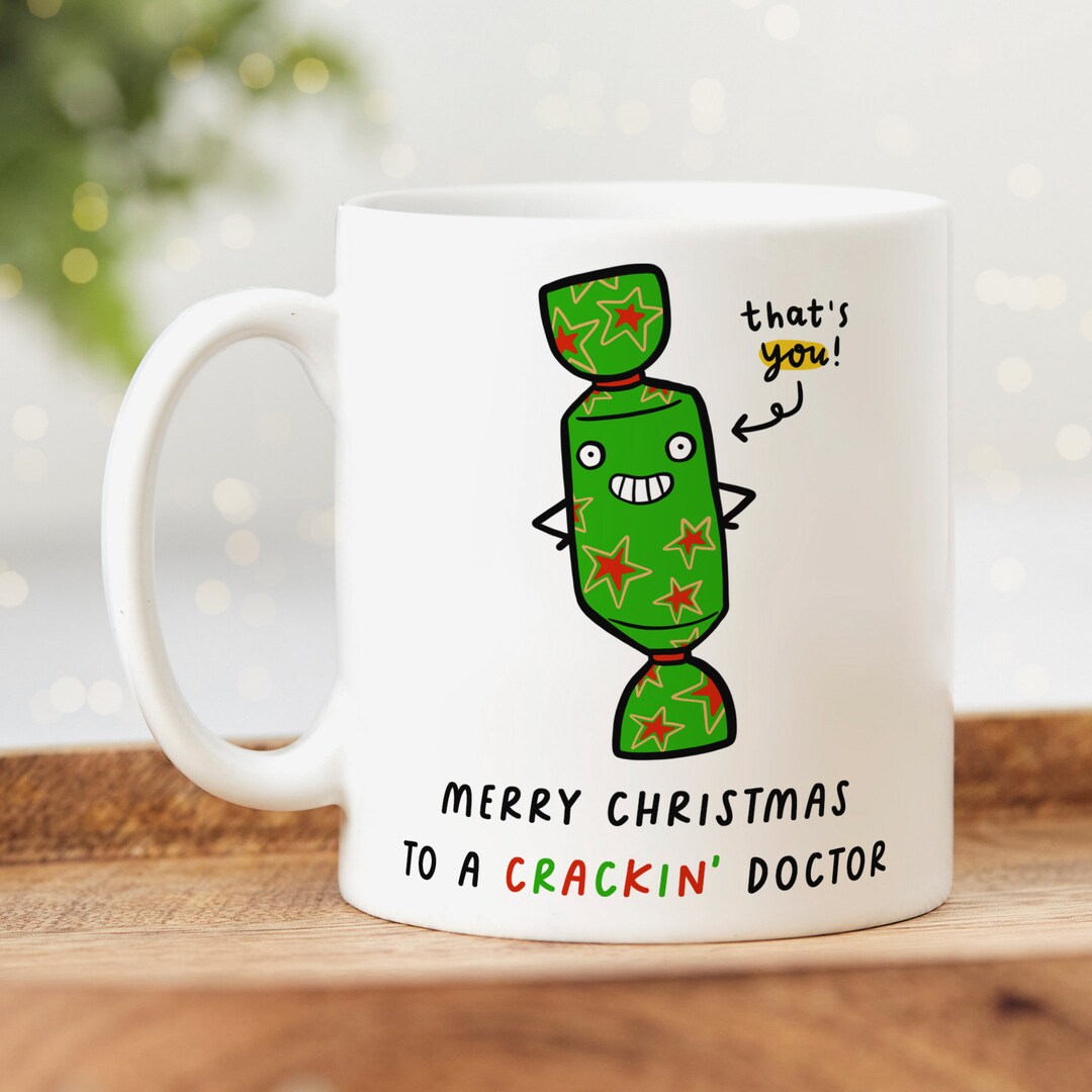 Crackin' Doctor Mug, Personalised Christmas Gift for Doctor, Merry ...