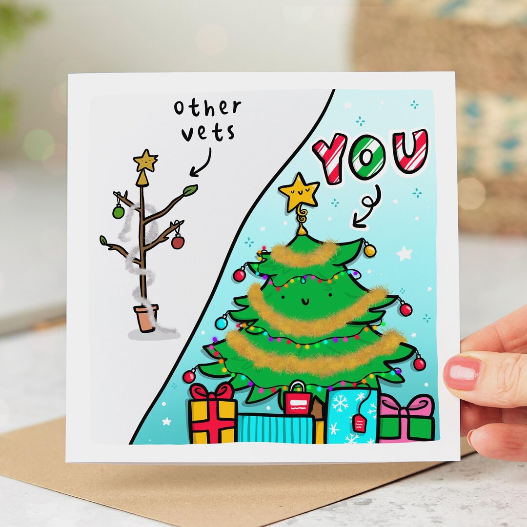 Funny Christmas Card for a Vet, Other Vets and You, Christmas Tree Card ...