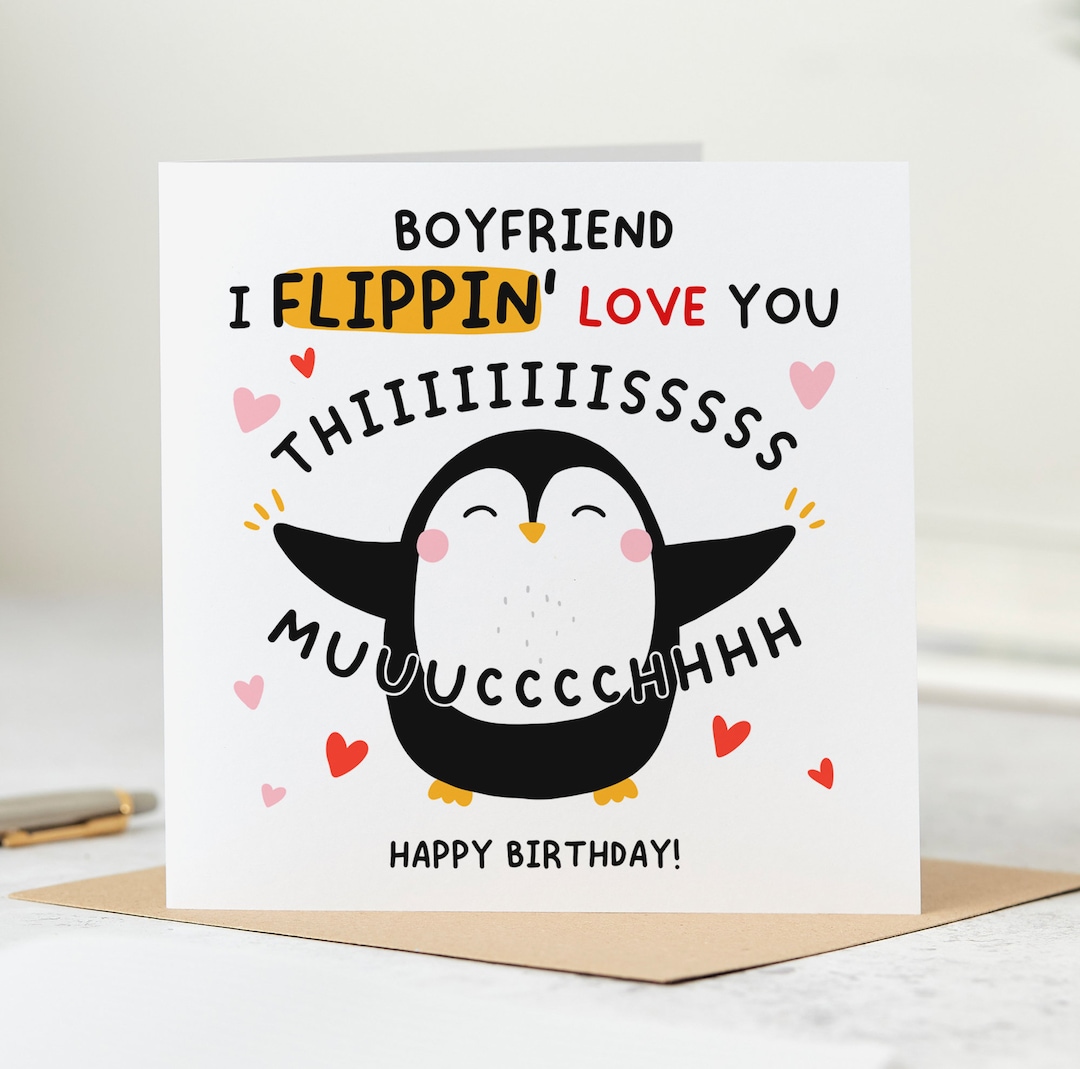 Funny Boyfriend Birthday Card I Flippin' Love You This Much, I Love You ...