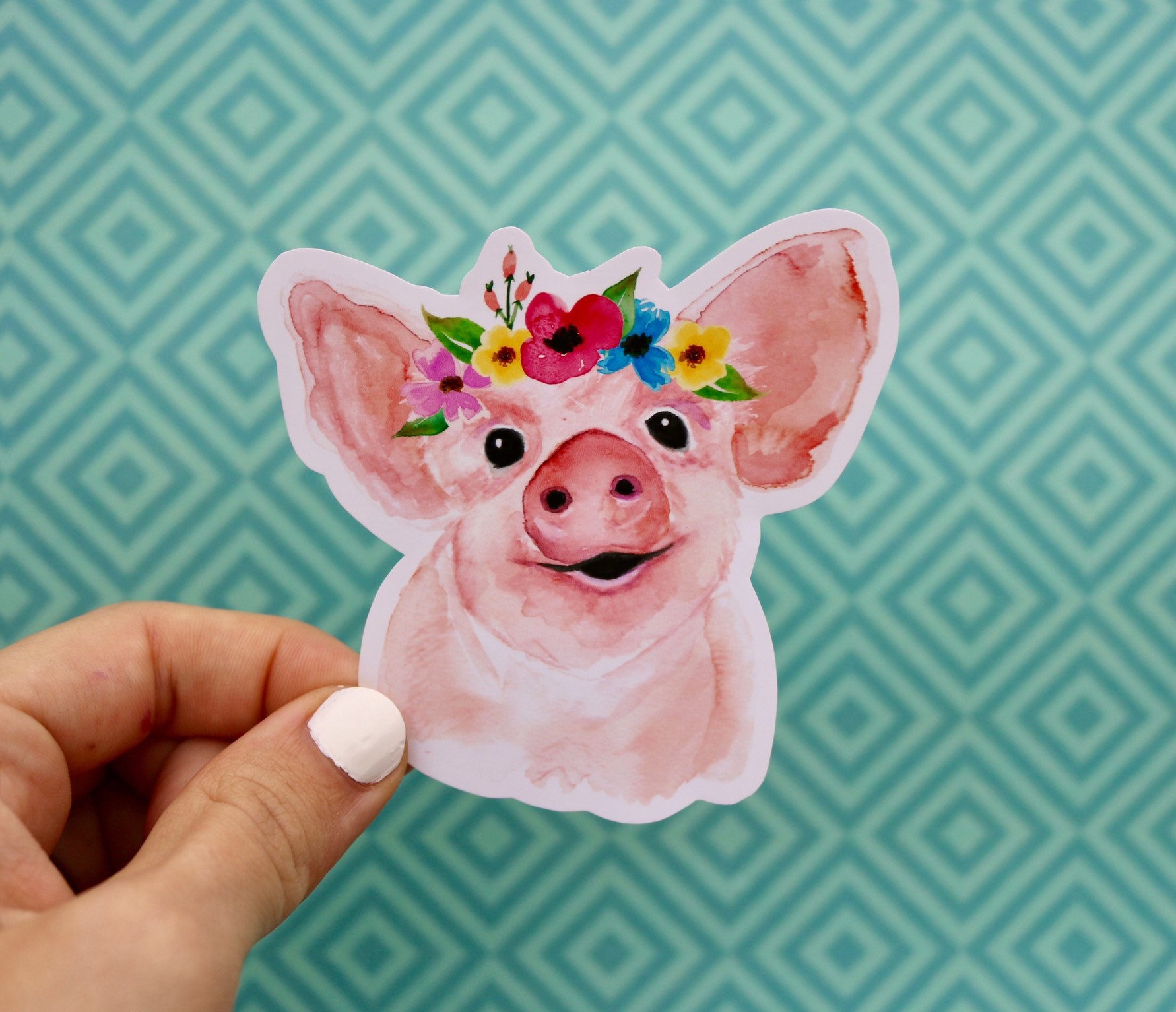 Watercolor Laptop Decal Pig Decal Laptop Sticker Journal | Etsy