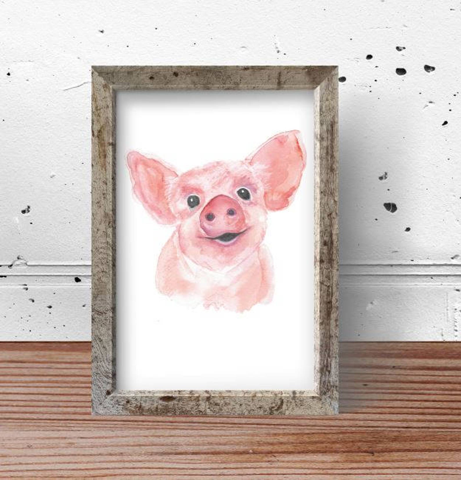 Watercolor Painting of Piglet Pig Wall Art Baby Animal - Etsy