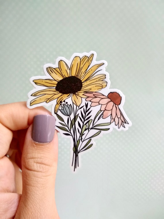Wildflowers Decal Hand Illustrated Flower Stickers Car - Etsy