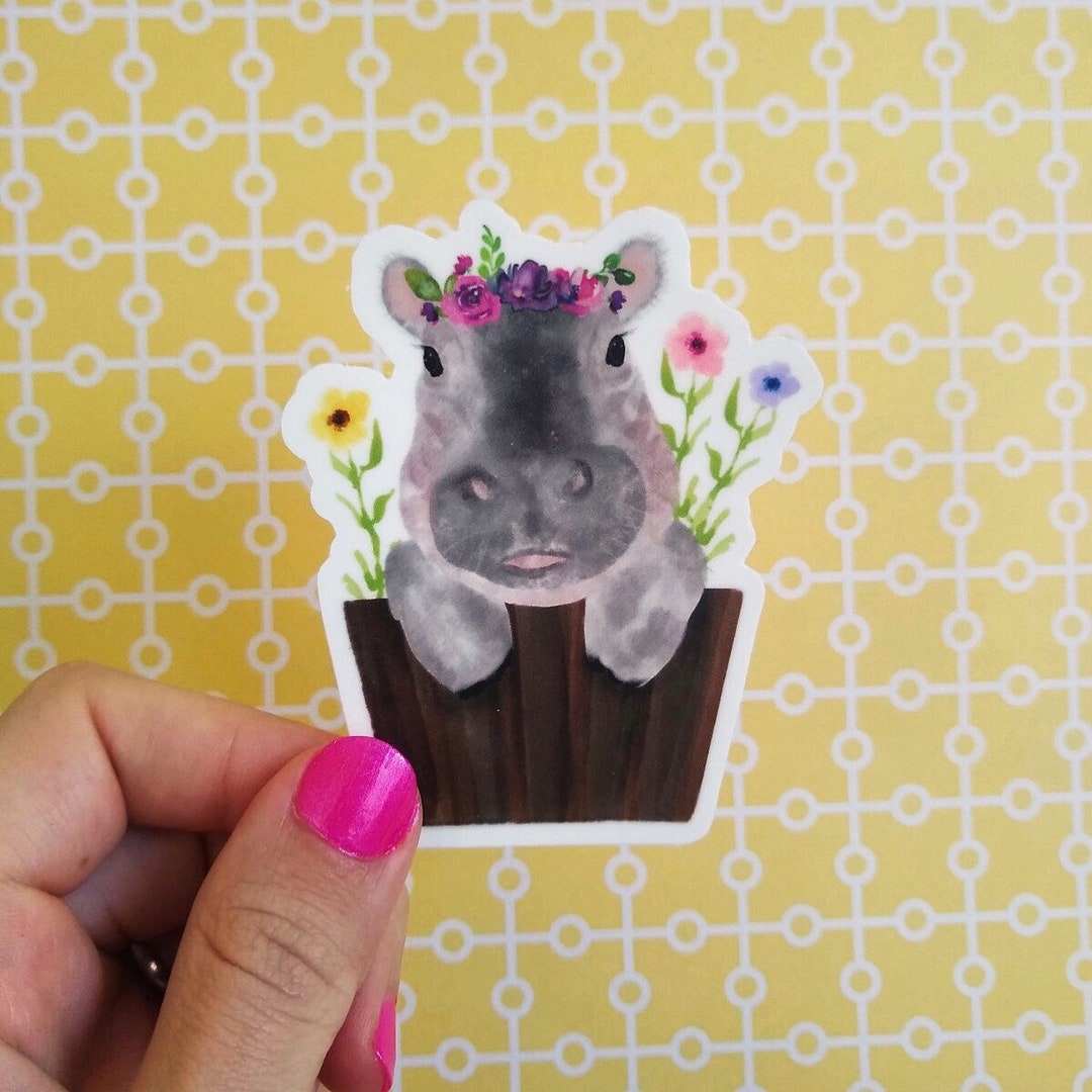 Hippo Decal, Hippopotamus Decal, Laptop Sticker, Tumbler Decal, Car ...