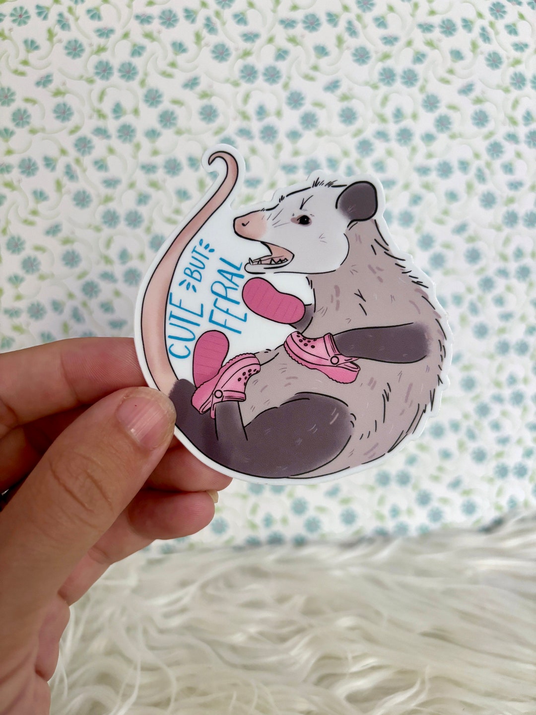 Cute but Feral, Possum Decal, Opossum Sticker, Wild Woman Funny Gift ...