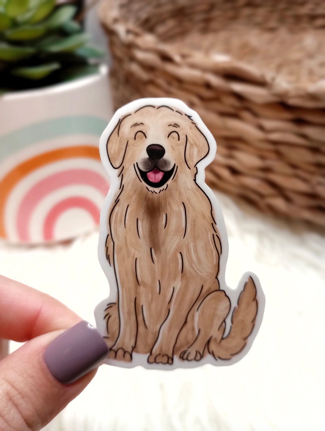Golden Retriever Sticker, Vinyl Decal, Golden Gifts, Water Tumbler ...