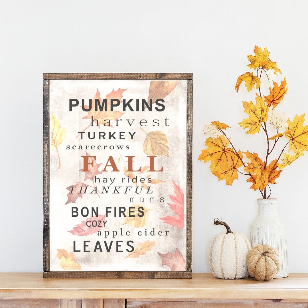 Fall Words Collage Canvas Printed Sign - Etsy