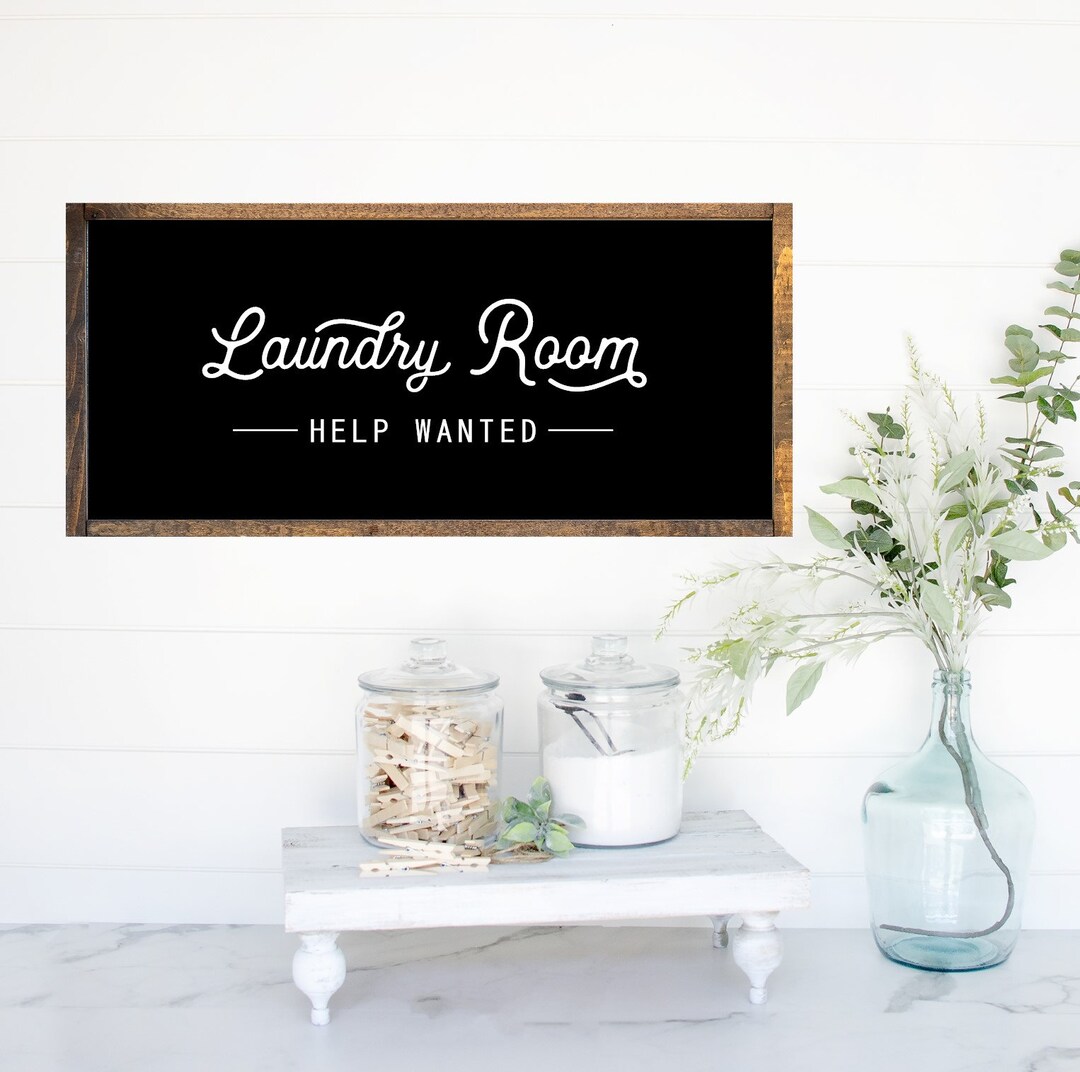 Laundry Room Help Wanted Canvas Printed Sign, Sign, Farmhouse Sign ...