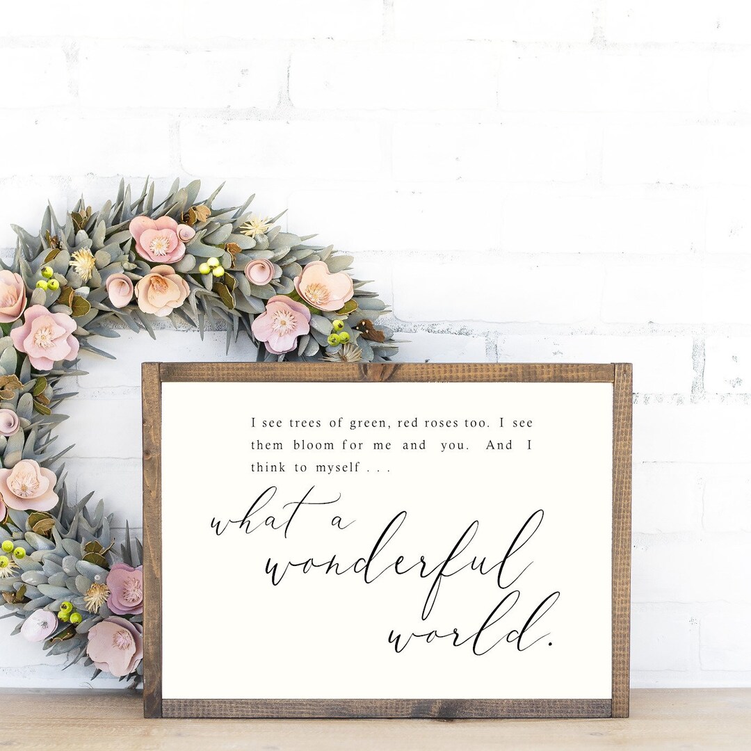What A Wonderful World Canvas Printed Sign, Sign, Farmhouse Sign, Wood ...