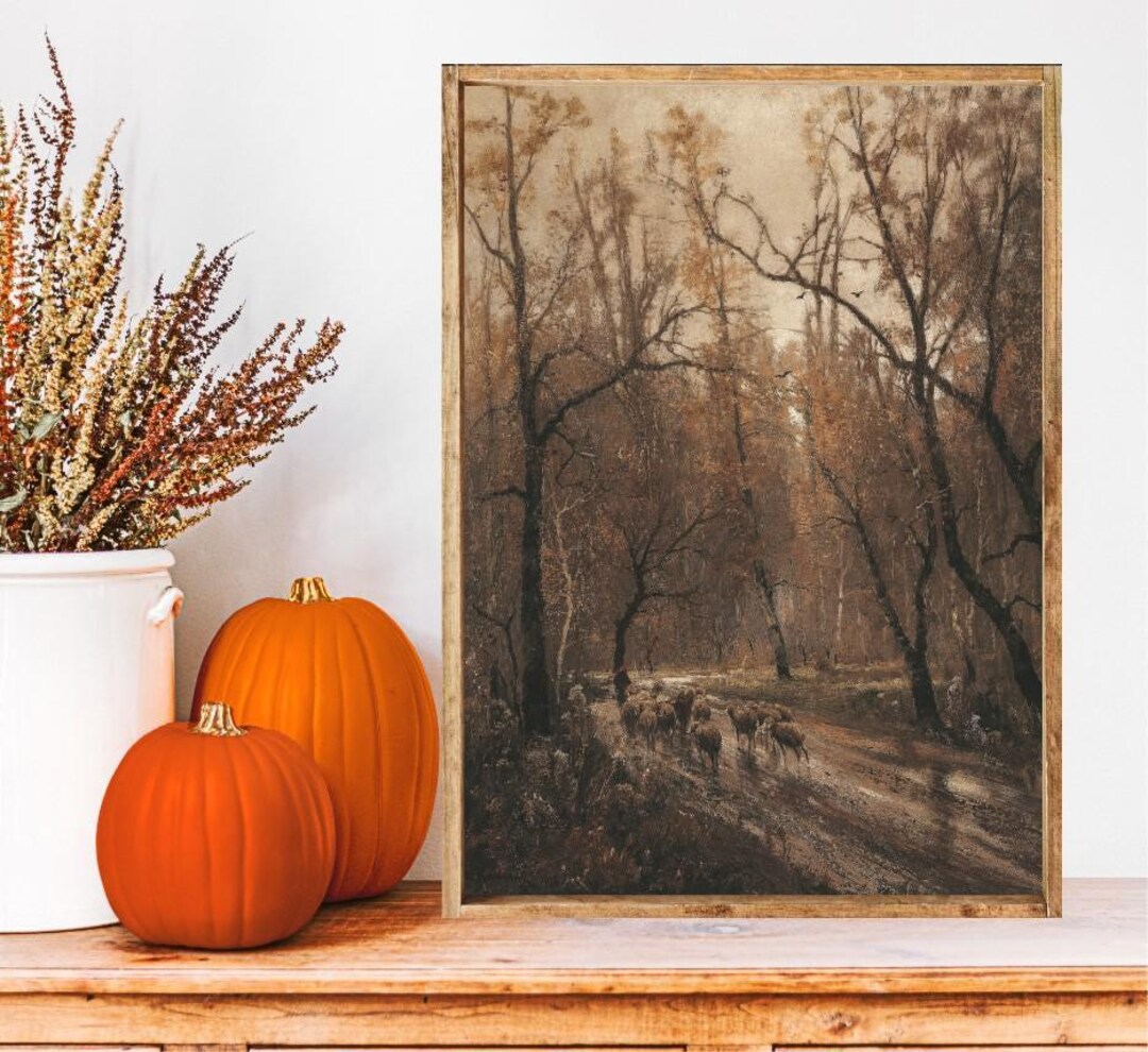 Sheep on an Autumn Path Canvas Printed Sign - Etsy