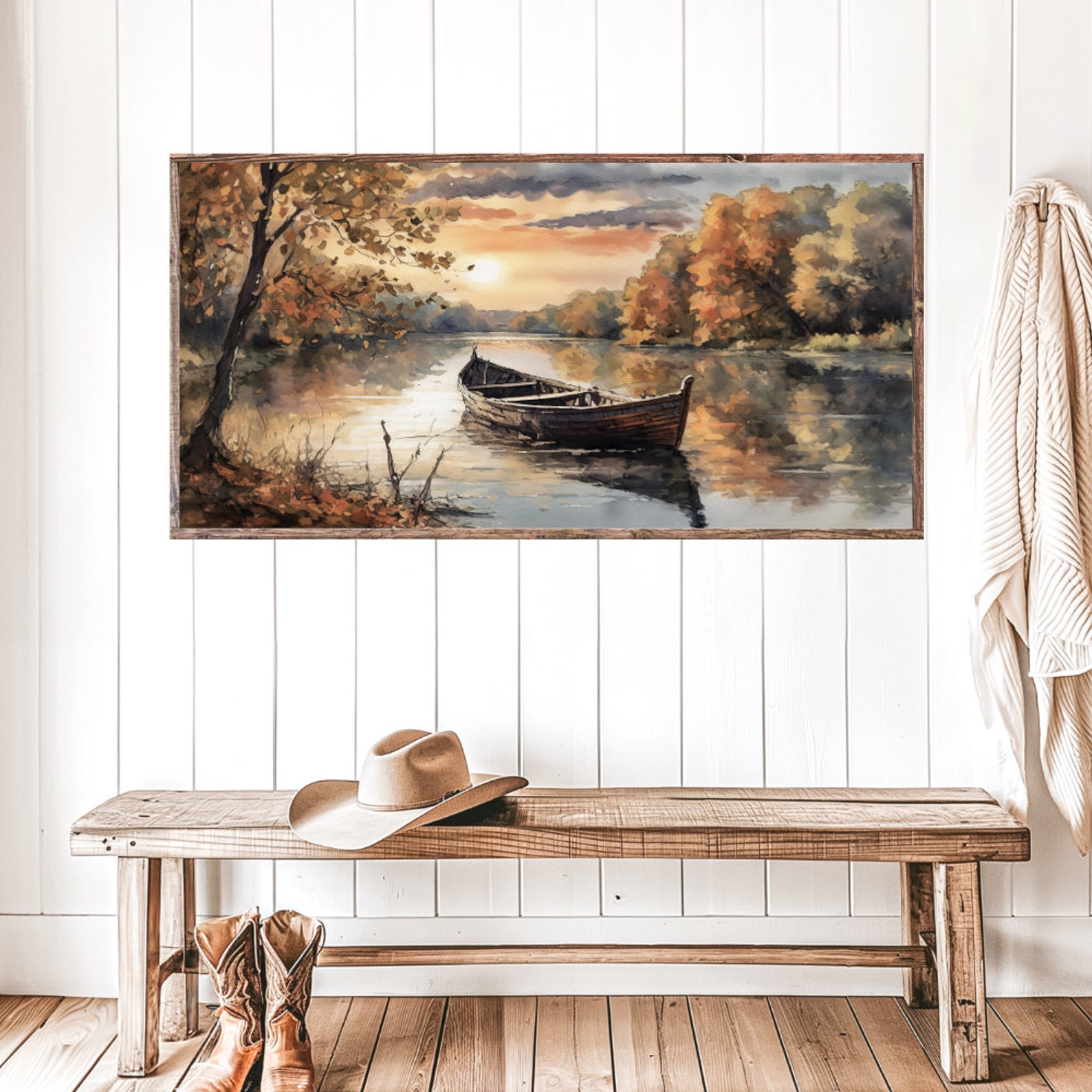 Fall Canoe Canvas Printed Sign - Etsy