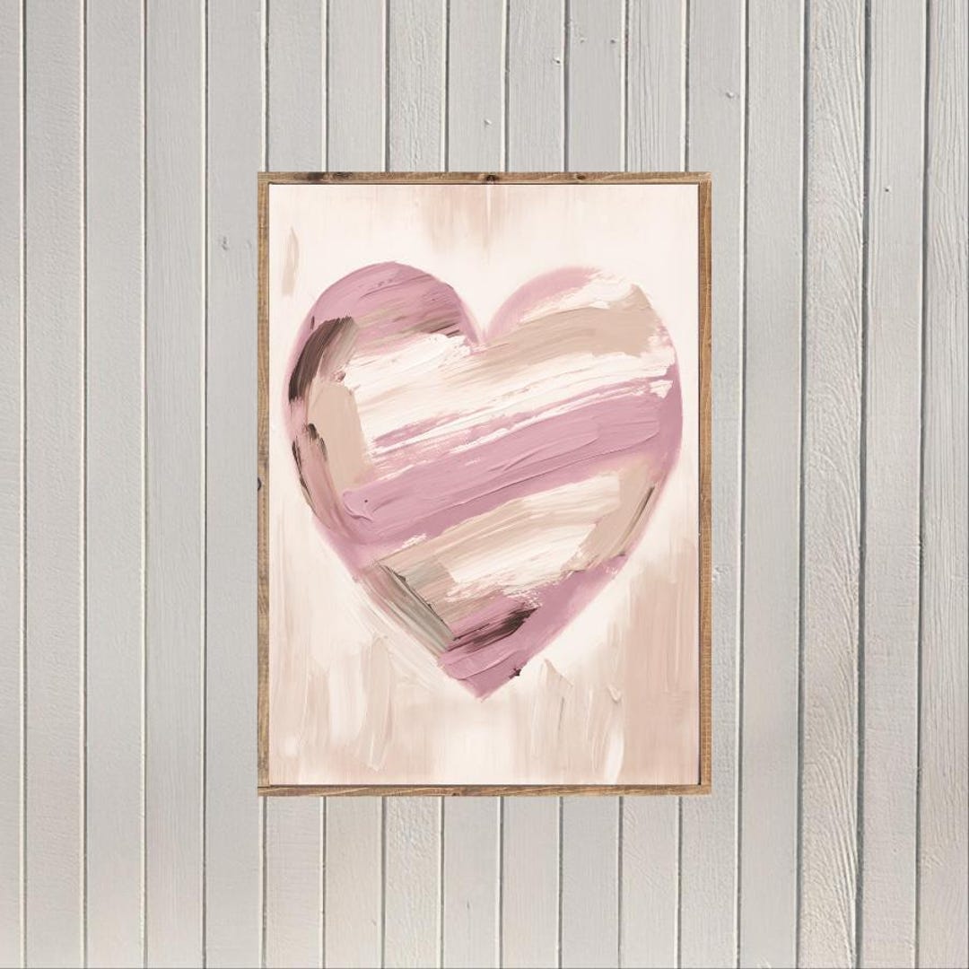 Pink Textured Heart Canvas Printed Sign - Etsy
