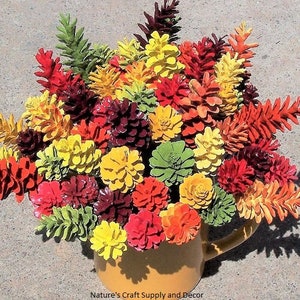Fall Pine Cone Flowers ONE DOZEN ORIGINAL on 12-inch Stems. - Etsy