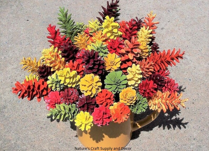Fall Pine Cone Flowers ONE DOZEN ORIGINAL on 12-inch Stems. - Etsy