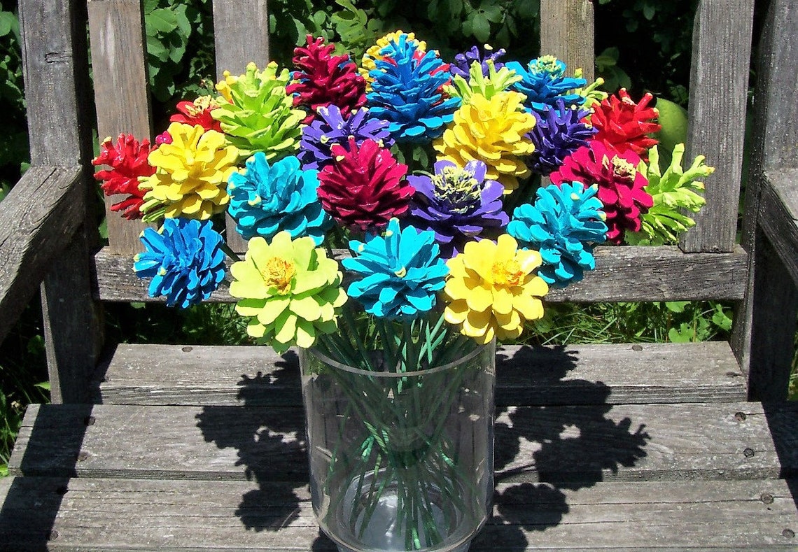 Pine Cone Flowers ORIGINAL Bright and Bold. ONE DOZEN. - Etsy