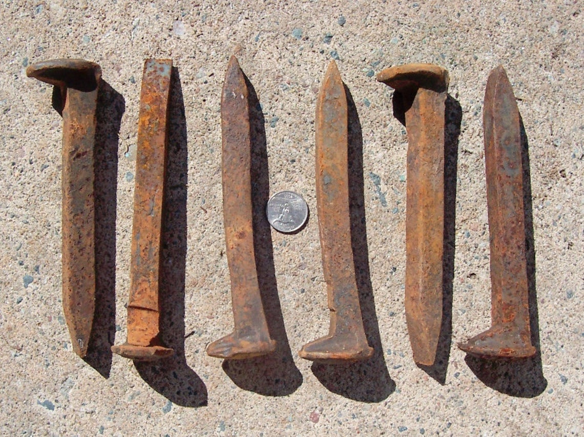 Railroad Spikes Seven. Rustic Metal. Blacksmith Projects. - Etsy