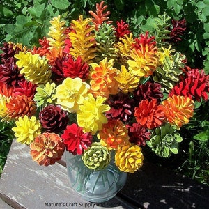 Fall Pine Cone Flowers, ONE DOZEN, ORIGINAL, on 12-inch Stems ...