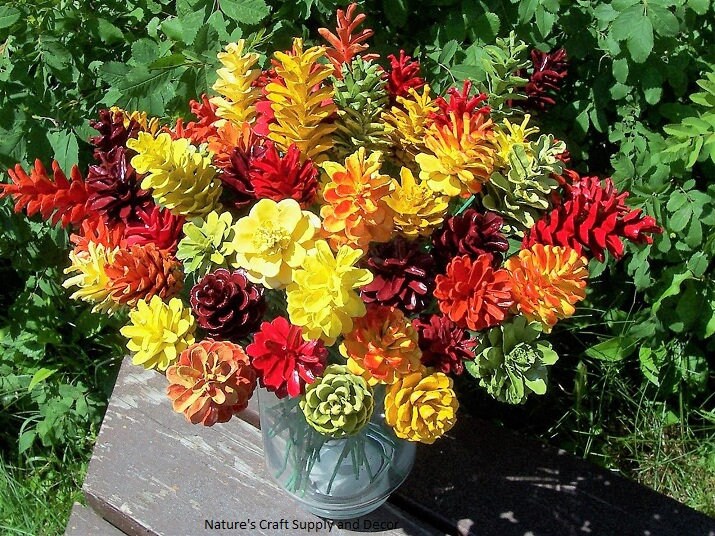 Fall Pine Cone Flowers ONE DOZEN ORIGINAL on 12-inch Stems. - Etsy Canada