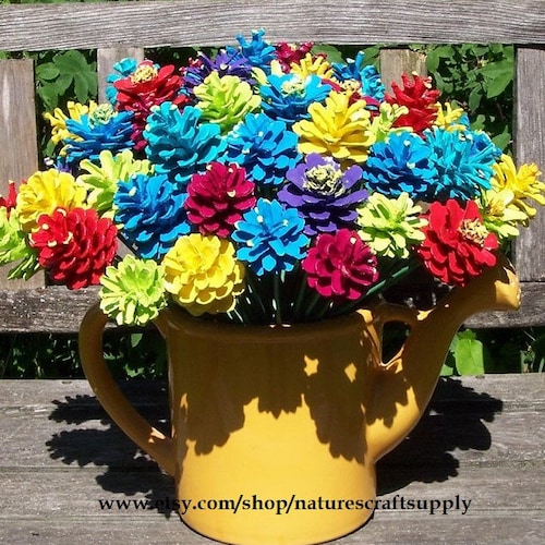 Fall Pine Cone Flowers ONE DOZEN ORIGINAL on 12-inch Stems. - Etsy