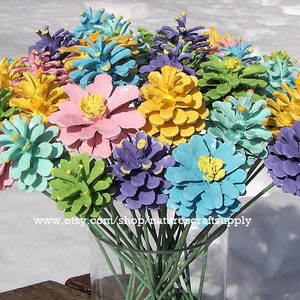 Spring Pine Cone Flowers, ORIGINAL Painted Pine Cones on 12-inch Wood ...