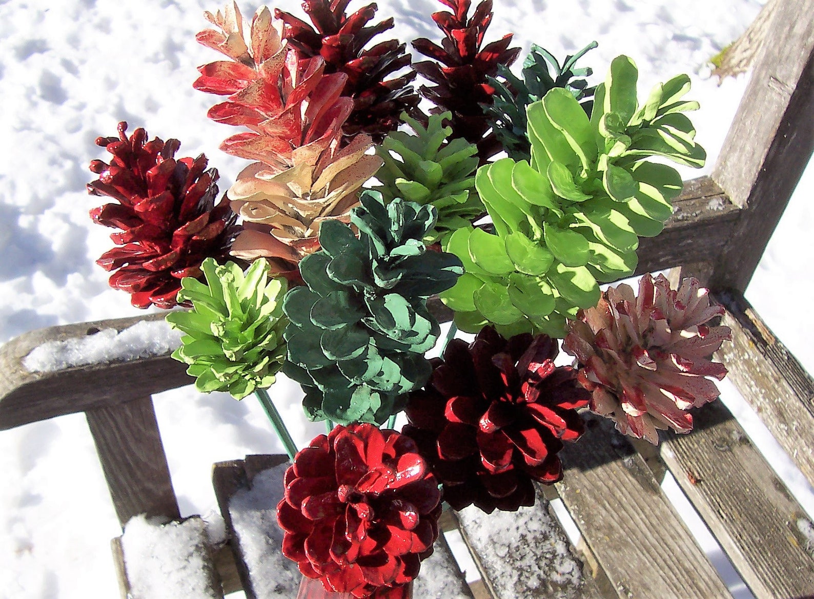 Pine Cone Flowers in Unique Christmas Colors on 12-Inch Stems. | Etsy