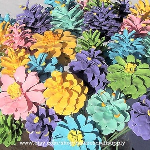 Spring Pine Cone Flowers, ORIGINAL Painted Pine Cones on 12-inch Wood ...