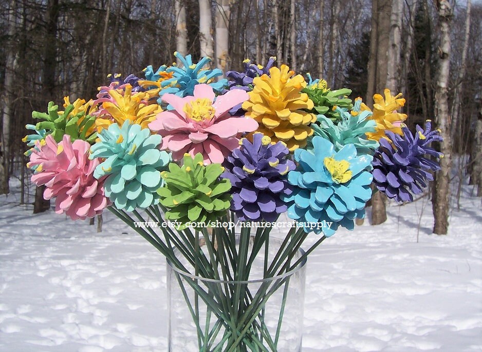 Spring Pine Cone Flowers ORIGINAL Painted Pine Cones on - Etsy UK