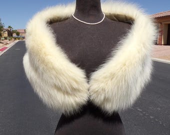 M/L (10-12) Real PLATINUM FOX Fur Stole Stoll Shawl Wrap, Gray Fox Fur ...