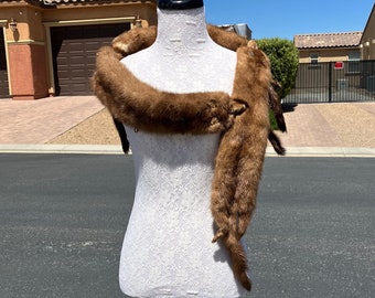 4 Pelt Brown MINK Scarf Scarves Collar Boa Stole Stoll, Real MINK Full ...