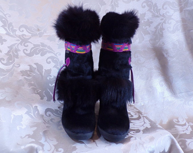 Wm (7) TECNICA Real Fur Boots, High Quality, Black, Apres Ski Boots ...